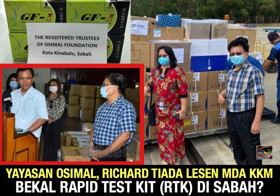 Yayasan Osimal, Richard tiada lesen MDA KKM bekal Rapid Test Kit (RTK ...
